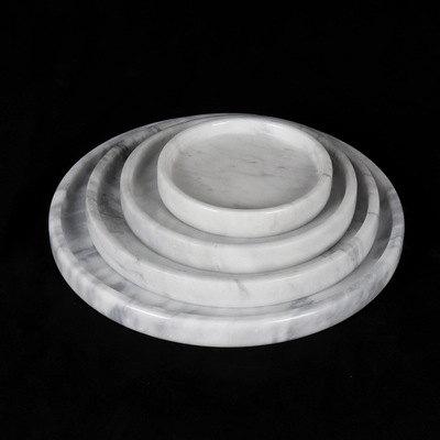 家居饰品装饰品摆件果盘大理石圆盘云雾白海浪花大理石圆盘