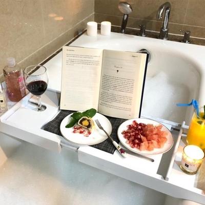 室竹支支制白色浴缸架、多用途卫生间泡779澡架、浴平板架、