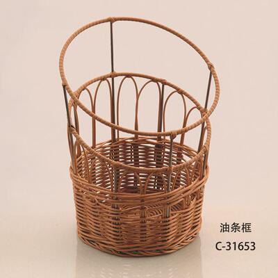 麦Macgl藤编油C-31653条篮框法戈式面包篮框收镂空法棒纳e篮储物