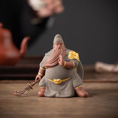 关宠公茶精品件关羽HIA紫砂茶宠陶工泥手雕塑工艺品摆件摆茶道配