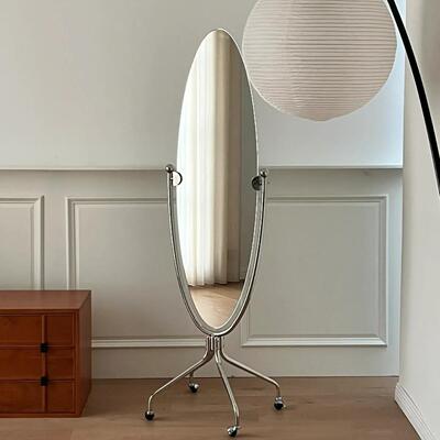 不锈钢移动镜中古is风落地穿衣服装店潮试流网76161红n衣镜冲浪镜