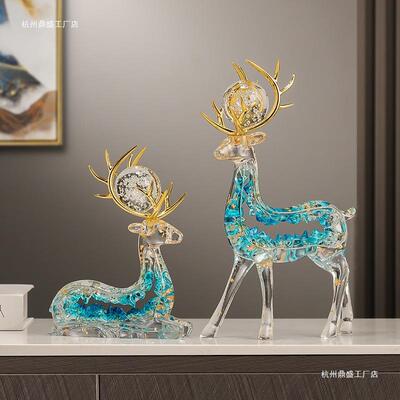 鼎盛鹿摆一轻件奢关家居客厅玄电视柜酒柜创8H5J578T意对小鹿装饰