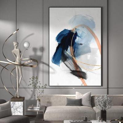 笔代EM-1035轻奢客玄关装饰厅画蓝色水彩触抽现象背景墙壁复式楼