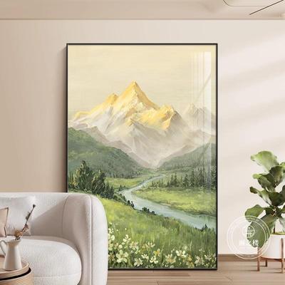 日照金山饰装画山水画客厅挂沙画靠山图背景墙风景TRY-2988落地画