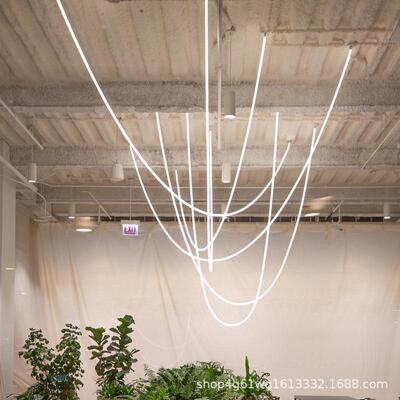 客极简线吊灯lof样t复式别02152墅楼梯间餐条厅展厅灯饰设计师板