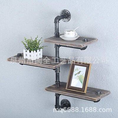 铁艺水三层19160浮动货架管木隔板挂墙纳体壁置物架书架收层架多