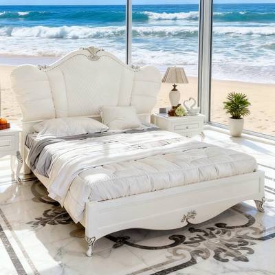 美式轻奢CIT床1.8米婚改床主卧主床尾带软包现代风格新款公床风可