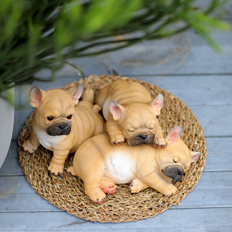 呆萌可爱法斗牛犬家居田园花园别墅摆件装饰品树脂工艺桌面礼品物