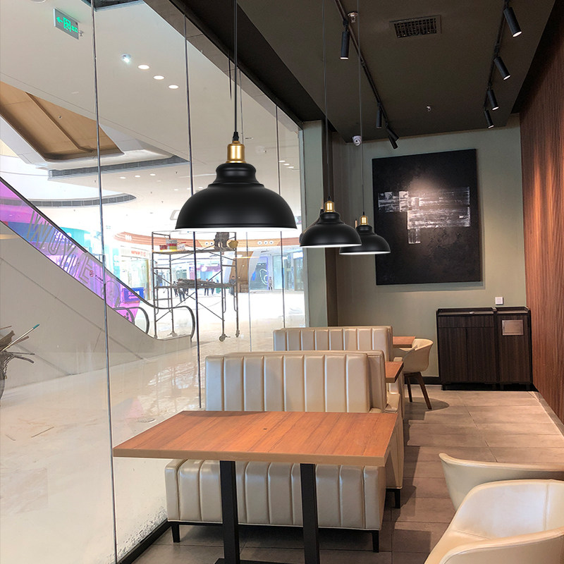 工业风店铺商用餐厅吊灯餐饮店饭店火锅店餐桌铁艺单头灯创意灯罩