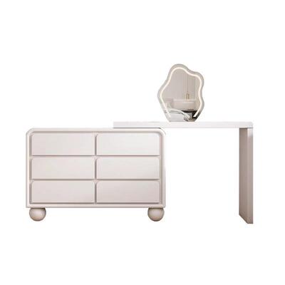 IAR轻奢缩油风梳妆台斗奶柜纳柜现代简约收可伸转角化妆桌子一体