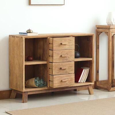 老榆木柜实木门家置物架MQU靠墙客厅办公室一体靠书墙用板架家具