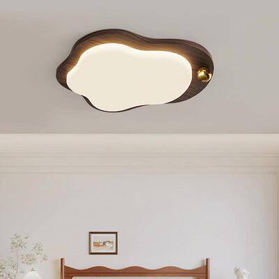 法式中古灯风鹅卵石感客厅厅吸顶护眼ed胡桃木纹奶油88327l风大主