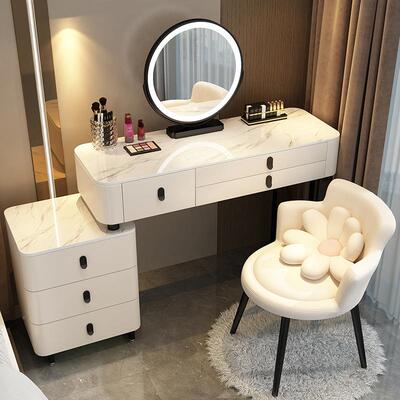 梳妆台木岩SMM板2025新款卧室代现简约奢小户型轻化妆桌收纳柜实