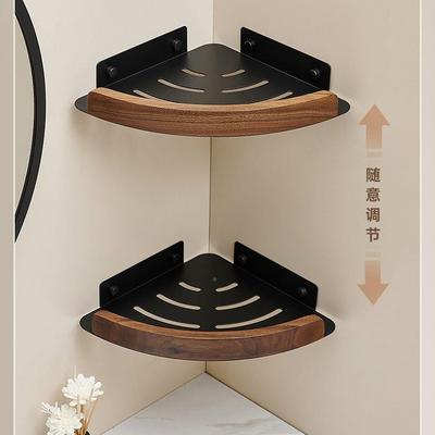 新中式黑胡层转桃木三角篮铝合金卫GPY生架间浴室厕所角置物双转