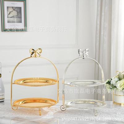 欧式多层甜品台蛋糕架下午茶色点金示心盘三层展冷餐茶架无品牌/