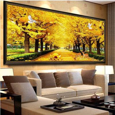 20195d钻石画客厅大幅发财新麋鹿贴钻十字A-AZ154满绣钻黄金款遍