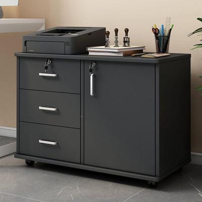 办公室文件柜资料柜柜a4木抽屉边储物柜11带锁小柜子质矮式柜收纳