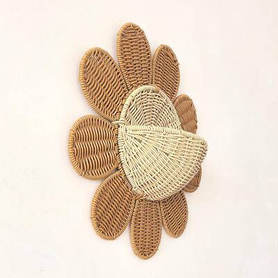 北欧风藤编织壁挂篮入门匙tl-062收纳筐浴室雏装菊钥壁挂儿童房墙