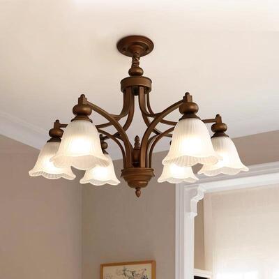 美式客厅村吊灯餐风厅卧灯中古简约中室62405山复古乡玻璃主卧灯