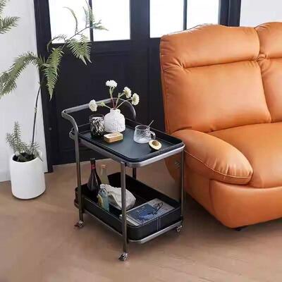 轻奢马鞍小车皮沙发轮沙发角几动置物23233架移客厅带床头柜家用