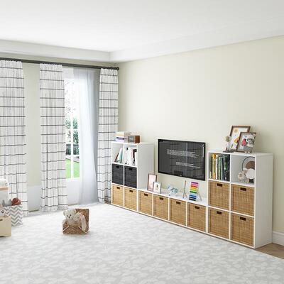 实木格子实木儿童书架厅置物客架地家用书柜自由落组合子柜收格纳