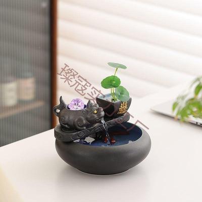 招财摆无品牌/件件日进斗金办貔室貅风水球流水摆循环水公桌面招