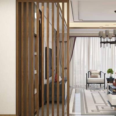 新中式栏入户玄关隔断现代简装wyy25102约实木卧室客栅厅屏风栏栅