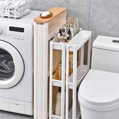 10cm卫生间门F97MJTST后推窄置物架缝厕所柜落地小车浴室夹隙缝架