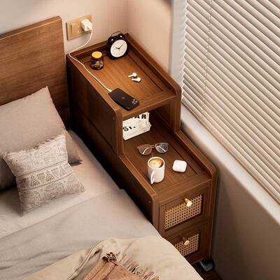 床头柜一14534体带抽小户型卧室地边床收纳柜现代简约落移柜动储