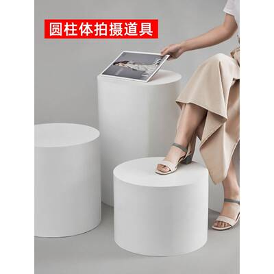 定制影楼摄影拍摄具白色圆几何体道体底座写真儿柱童静489物服装