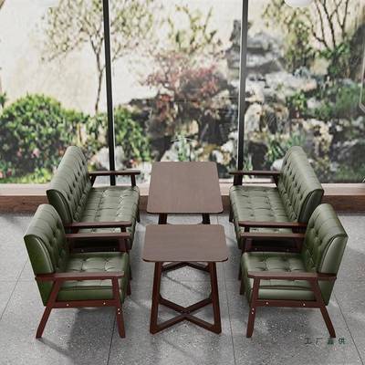 复古酒清吧奶店咖桌啡厅椅组合餐厅吧卡座沙发茶985洽谈酒馆商用