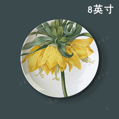 8英寸雷杜德玫瑰图谱客厅餐厅墙面装饰画盘背景墙过道装饰摆挂件