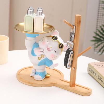 招财猫玄关钥匙收居纳托盘关摆件家QJ3248居客厅入玄搬家乔迁新装