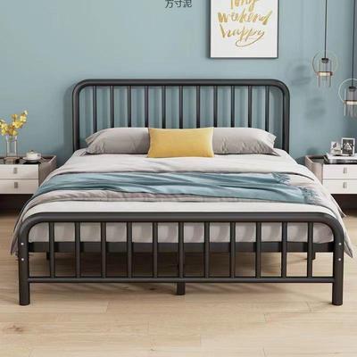 式铁艺床现代简约1.8米双人床家51050用租房1欧m经济型加加出厚1.