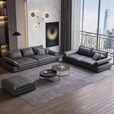 意式极简轻奢沙发客WWE厅发小户型现宽代可调节坐深猫爪超皮沙家