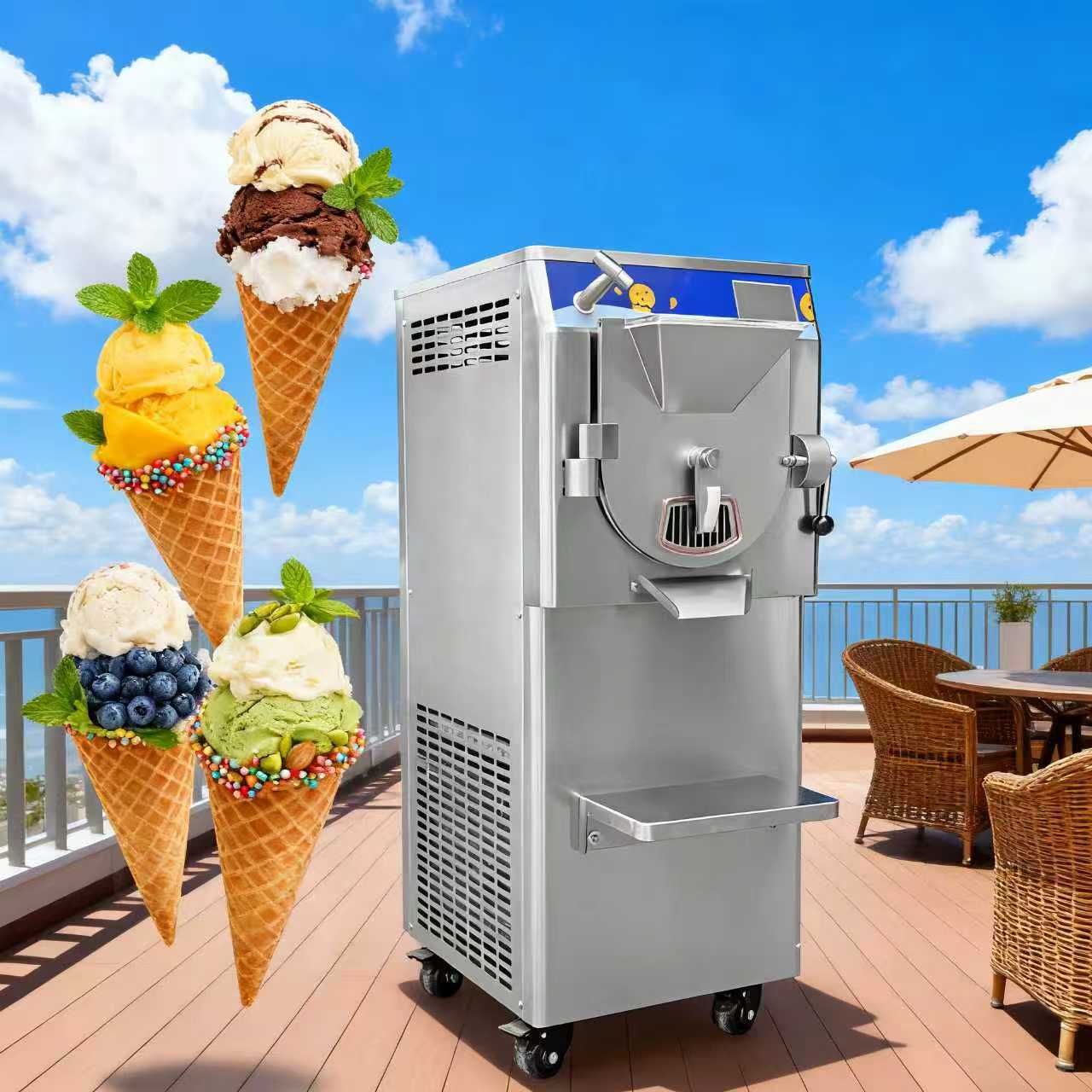 不锈钢硬冰机 14L缸 立式意式Gelato冰淇淋机 冰淇淋店专用设备