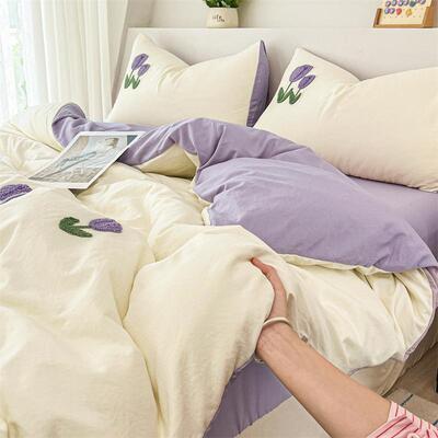 水棉毛款巾洗绣四件套加厚毛柔磨软舒适床单床笠学生ZAJ宿舍三件