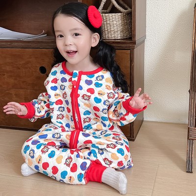 春秋款宝宝睡袋婴儿秋冬防踢被儿童四季通用款薄夹棉睡衣秋天