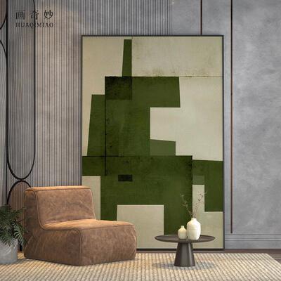 现代块轻奢客厅玄关EM-2120装饰走画绿色色堆叠背景壁画廊过道墙