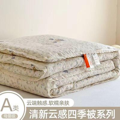 软糯云朵棉春秋被被保芯加厚亲肤小清新被子整张棉暖被55830可机
