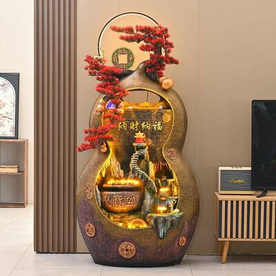 中式客厅葫芦流水环HVU摆件阳台办公装景室餐厅循水招财家居送礼