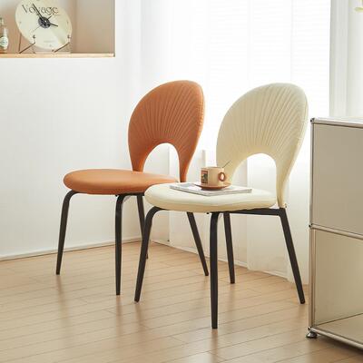 皮质法餐式奶NEV贝风贝壳椅家用靠背扇椅油网红设计师款餐桌椅子