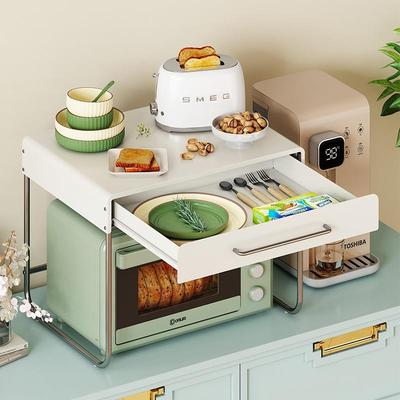 微波炉免置物架带厨房打屉孔餐具调味品收纳架抽简约轻奢风置RRD