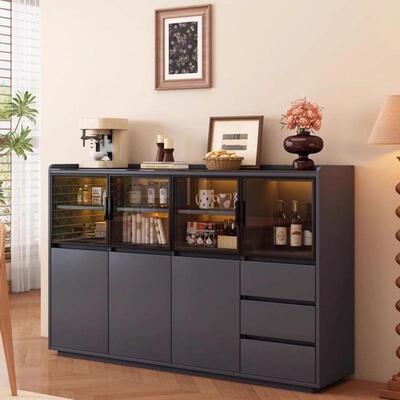 实置木一餐边柜客体靠厅墙茶水柜现JPR代简约家用落地物柜厨房储