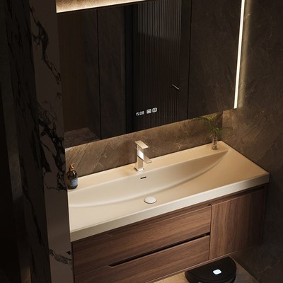 安苒卫浴中古风鎏金石一体盆浴室柜组合卫生间洗手盆洗脸盆洗漱台