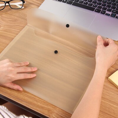 康百E3300 加厚A4纽扣袋磨砂半透明按扣文件袋资料袋学生试卷袋彩