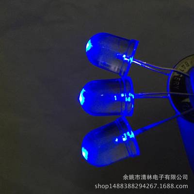 厂家供应直插LED灯珠直插发光二极管F8圆头长脚高亮兰光灯珠