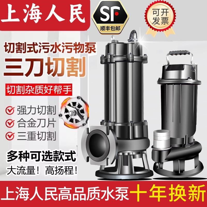 人民切割式污水泵220v泥浆排污泵小型家用潜水泵抽水泵化粪池380V