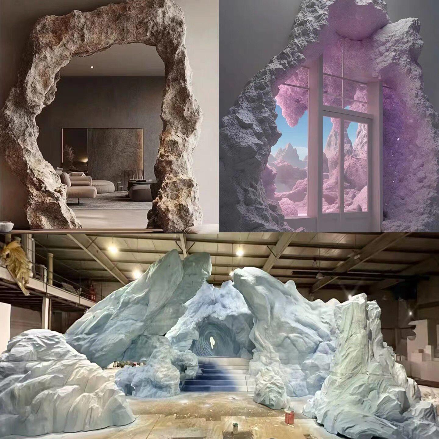 泡沫雕塑梦幻风立体石材造型婚庆展台彷真山洞门亭定制拍照道具