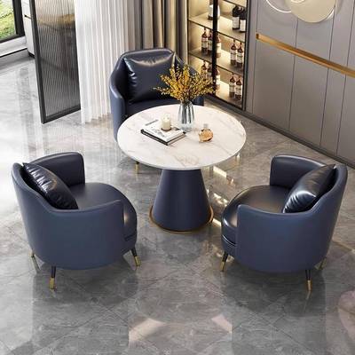 售楼处洽谈发桌椅卡座沙发接办公四985沙茶几待组合谈判小圆桌一